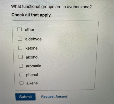 Solved What Functional Groups Are In Avobenzone Check All Chegg Com