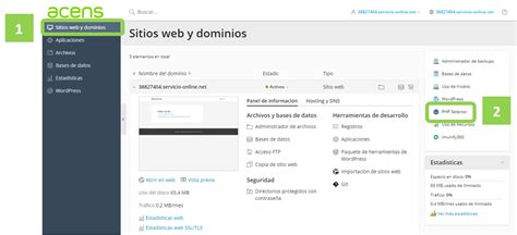 cambiar la versión php acens centro de ayuda