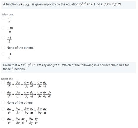 Solved A Function Z Zxy Is Given Implicitly By The