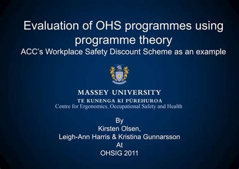 Evaluation Of Occupational Health And Safety Programmes Using Programme