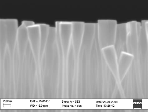 Sem Image Of The Cross Section Of The Zno Nanorods Arrays Grown On Si