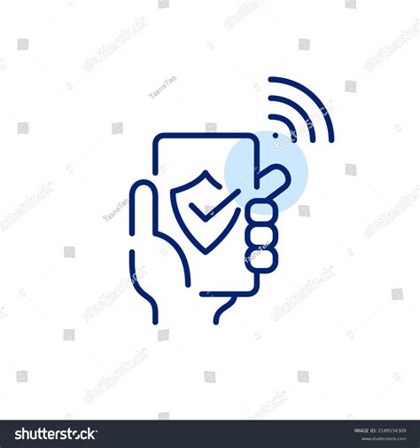 Hand Holding Smartphone Secure Wifi Connection Stock Vector Royalty
