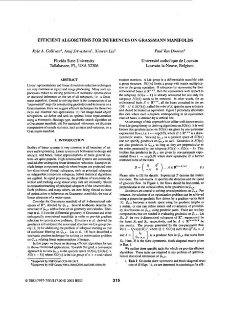 efficient algorithms for inferences on grassmann manifolds pdf
