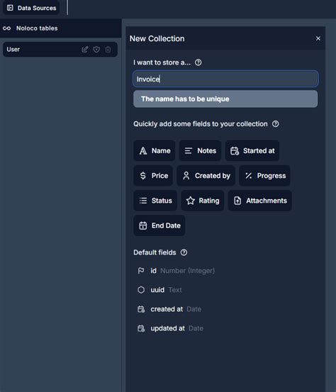Can't create a table called Invoice - Bugs - Noloco