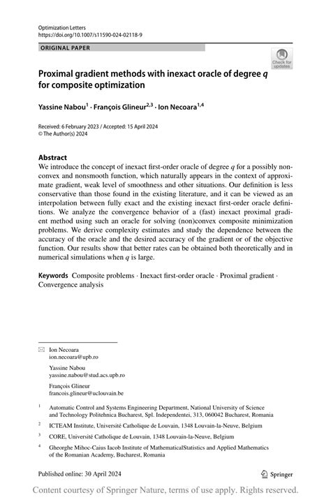 Pdf Proximal Gradient Methods With Inexact Oracle Of Degree Q For