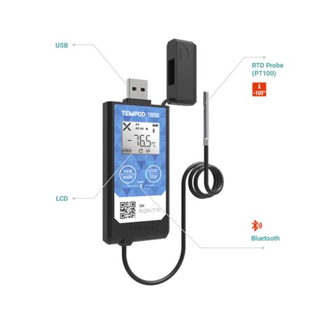 TEMPOD XB External RTD Probe Bluetooth USB PDF Temperature Data Logger EOTECHSTORE