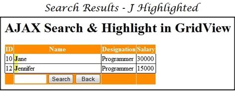 Ajax Search And Highlight Results In Gridview Programmingfree