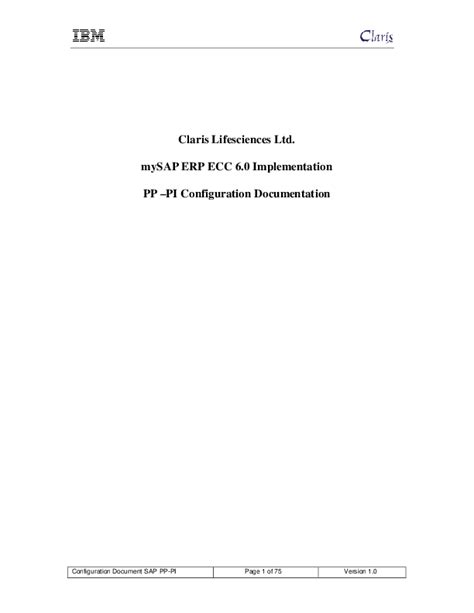 Pdf Configuration Document Sap Pp Pi Mysap Erp Ecc 6 0 Implementation