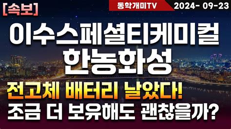 이수스페셜티케미컬한농화성 전고체 배터리 날았다 조금 더 보유해도 괜찮을까 Youtube