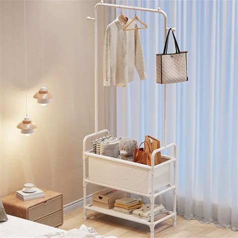 코트랙행거 행가 선반 바닥 이동식 스테인레스 스틸 옷걸이 다층 보관 건조 옷 걸이 가정용 침실 발코니 티몬