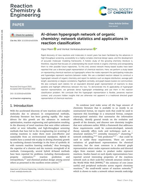 solution ai driven hypergraph network of organic chemistry network