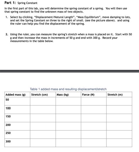 Part Spring Constant In The First Part Of This Chegg Com