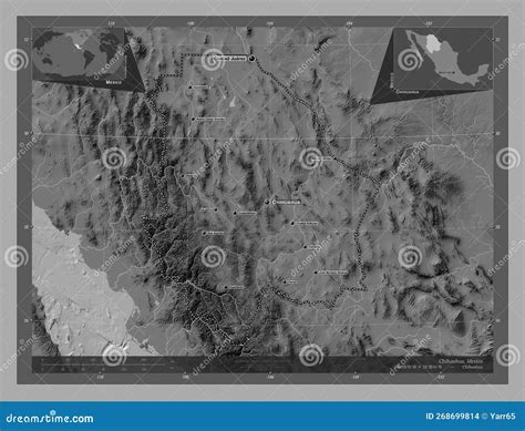 Chihuahua Mexico Bilevel Labelled Points Of Cities Stock