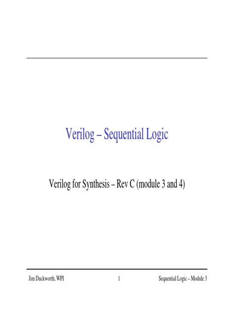 Verilog For Synthesis Sequential Logic Rev D Pdf