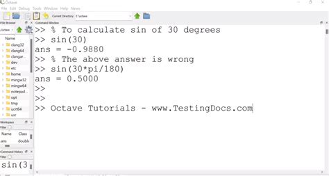 Octave Trigonometric Functions 2024 TestingDocs