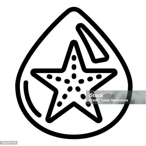 불가사리는 물방울 아이콘 여름 개념 흰색 배경에 불가사리 기호 윤곽선 스타일의 모바일 개념 웹 디자인에 별 물고기가 있는 물방울입니다 벡터 그래픽 껍데기에 대한 스톡 벡터