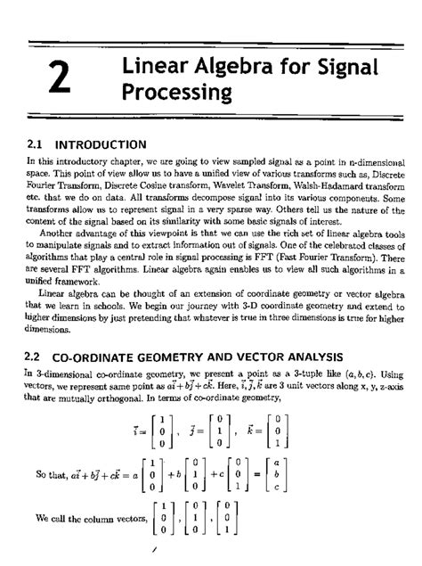 2linear Algebra For Signal Processing Digital Signal And Image