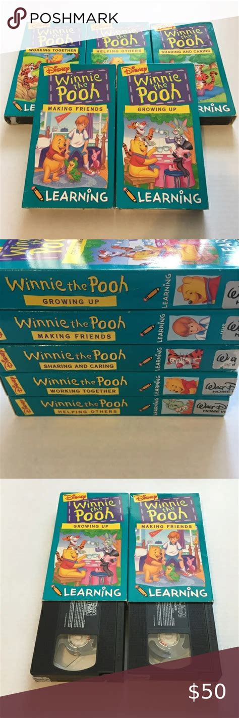 Disney Winnie The Pooh Learning Vhs Set Of 5 Homeschool Educational