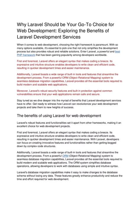 Ppt Why Laravel Should Be Your Go To Choice For Web Development