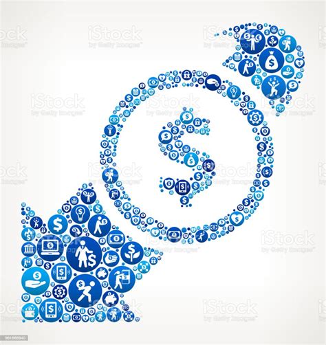 Decrease In Dollar Rate Money Blue Icon Pattern Background Stock