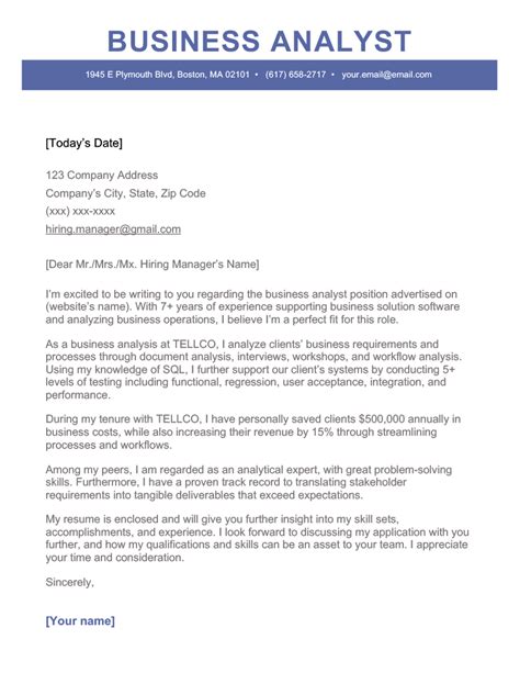 Fine Beautiful Info About Business Analyst Cover Letter Template