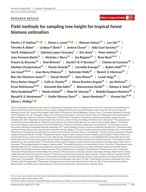 Pdf Field Methods For Sampling Tree Height For Tropical Forest Biomass Estimation