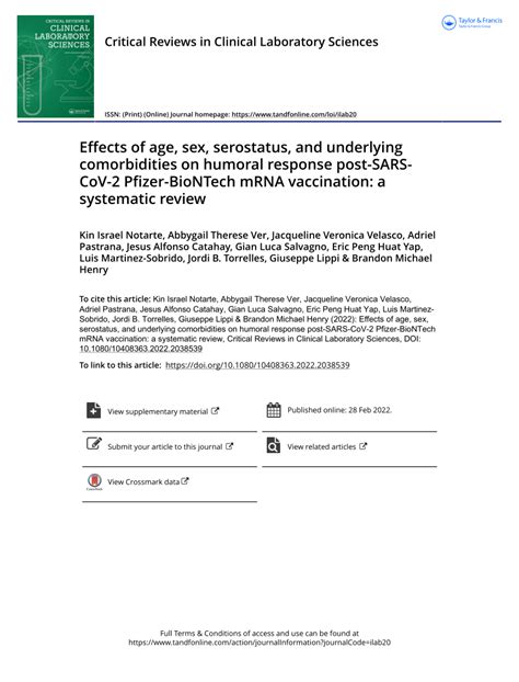 Pdf Effects Of Age Sex Serostatus And Underlying Comorbidities On