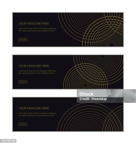 웹 배너 디자인 템플릿 세트 얇은 선 원으로 만든 추상적인 배경으로 구성 간단 하 고 현대적인 기하학적 벡터 아트 0명에 대한 스톡 벡터 아트 및 기타 이미지 Istock