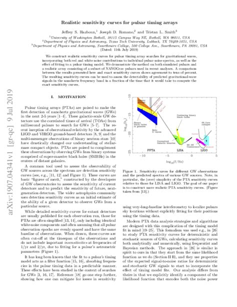Pdf Realistic Sensitivity Curves For Pulsar Timing Arrays