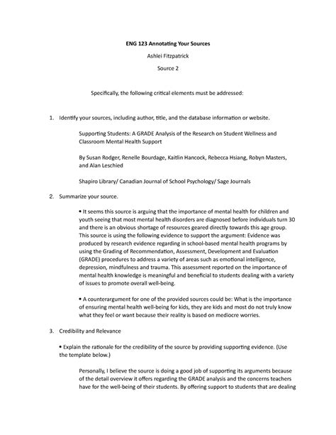 Annotating Assignment For Reflection 2 Of 3 Eng 123 Annotating Your Sources Ashlei Fitzpatrick