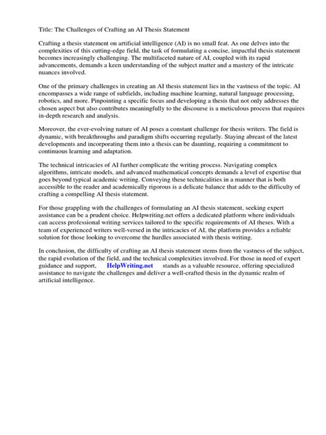 Ai Thesis Statement Pdf Artificial Intelligence Intelligence Ai