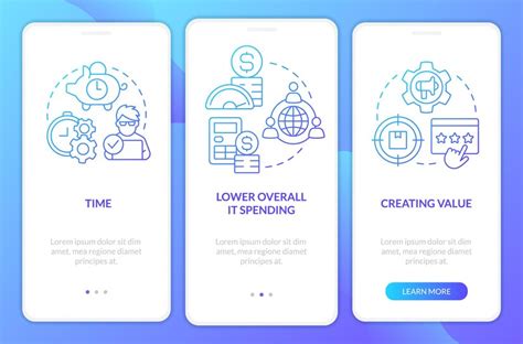 Premium Vector It Outsourcing Advantages Blue Gradient Onboarding Mobile App Screen