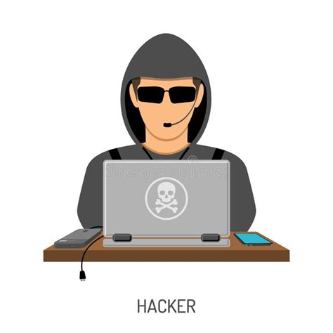 Cyber Crime Concept With Hacker Stock Vector Illustration Of Cyber
