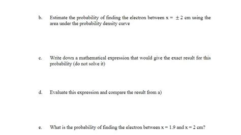Solved For An Electron Wavefunction Y Lx Cm Defined Chegg