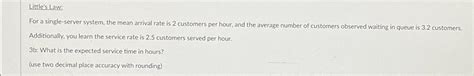 solved little s law for a single server system the mean