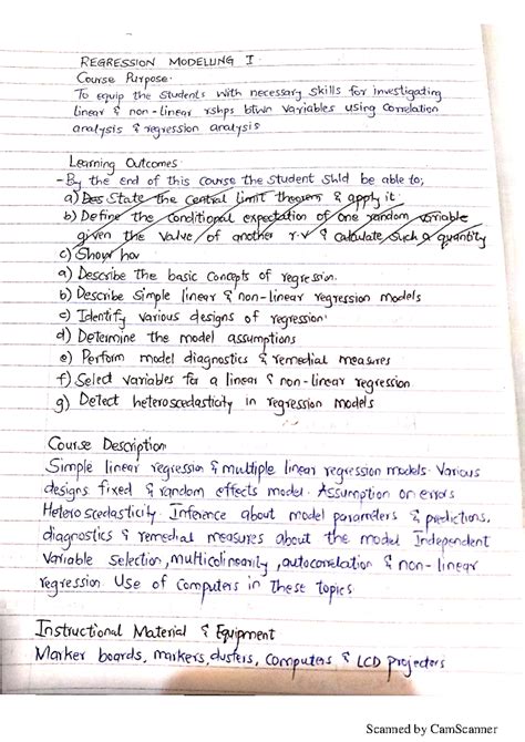 Regression Modelling 1 Regression Modelling I Course Purpose To