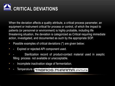 Deviation Handling And Management Tabrospptx Deviation Handling And Management Tabrospptx