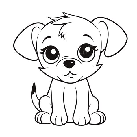 Dibujo De Perrito Lindo Para Colorear Imprimir Boceto Vector Png