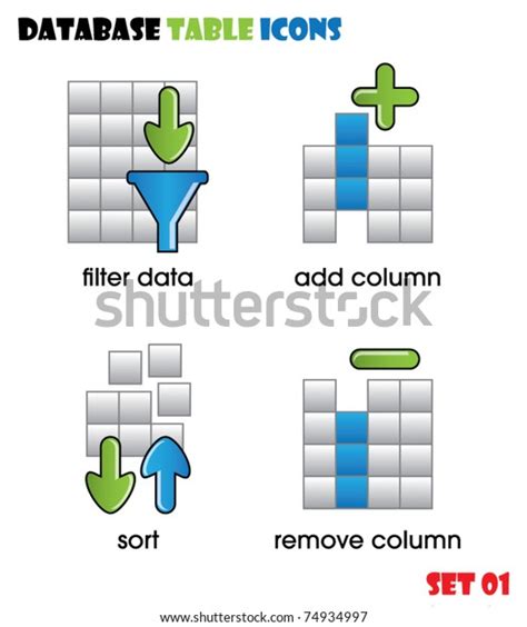 Database Table Formatting Icons Stock Vector Royalty Free 74934997