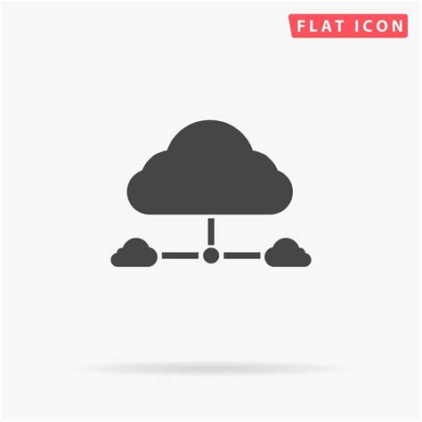 Cloud Computing Concept Simple Flat Black Symbol With Shadow On White Background Vector