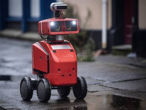 Old Fashioned Android Robot On Wheels On A City Road Stock Image Image Of City Vintage 316196609
