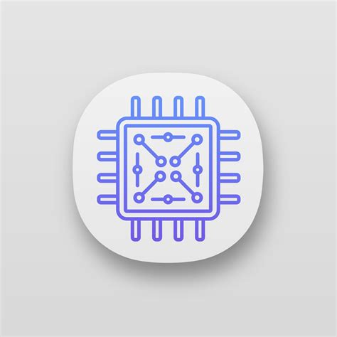 Processor With Electronic Circuits App Icon Ui Ux Interface Microprocessor With Microcircuits