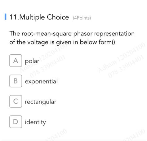 Solved 11 Multiple Choice 4points The Root Mean Square