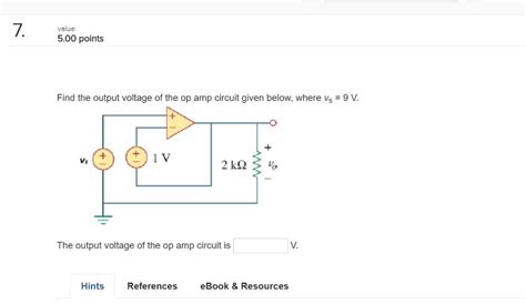 Solved Value Points Find The Output Voltage Of The Chegg