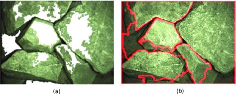 example of the rock segmentation obtained by applying the watershed