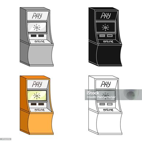 다양 한 유형의 지불에 대 한 터미널입니다 터미널 아이콘 만화 스타일 아이소메트릭 벡터 기호 재고 일러스트 웹에서 단일 건강관리와 의술에 대한 스톡 벡터 아트 및 기타