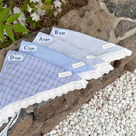 블루씨티 블루 체크 스트라이프 패턴 헤어 두건 4type