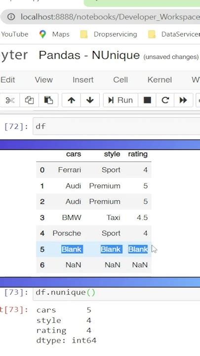 Pandas Data Cleaning Nunique Python Shorts Shortvideo Youtube