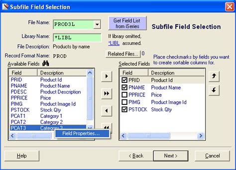 Sql Subfile Wizard
