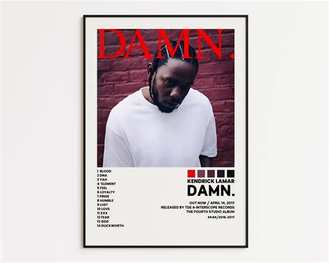 Kendrick Lamar Cover Poster Damn Album Wall Print Tracklist Poster 8